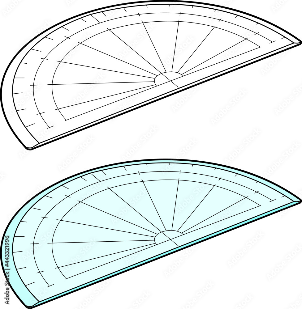 Protractor vector drawing line art with colour Stock Vector | Adobe Stock