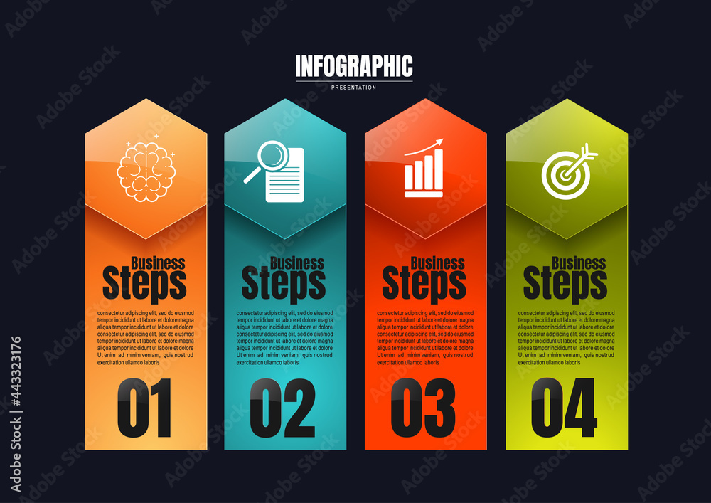 infographics business, process chart design template for presentation ...