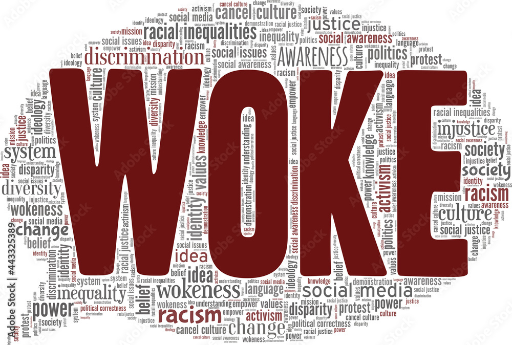 Woke vector illustration word cloud isolated on a white background ...