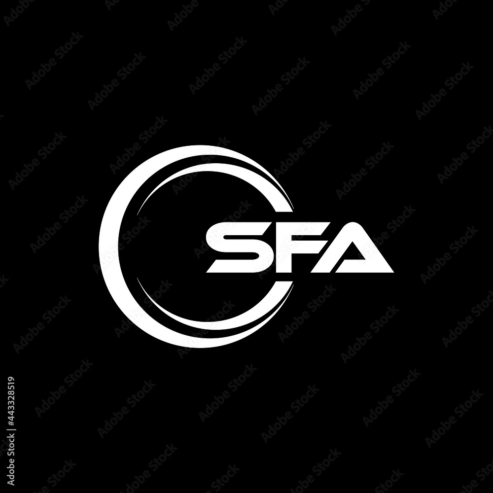SFA letter logo design with black background in illustrator, vector ...