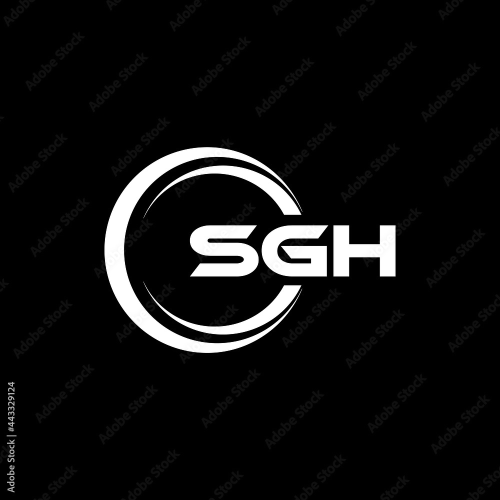Vetor do Stock: SGH letter logo design with black background in ...