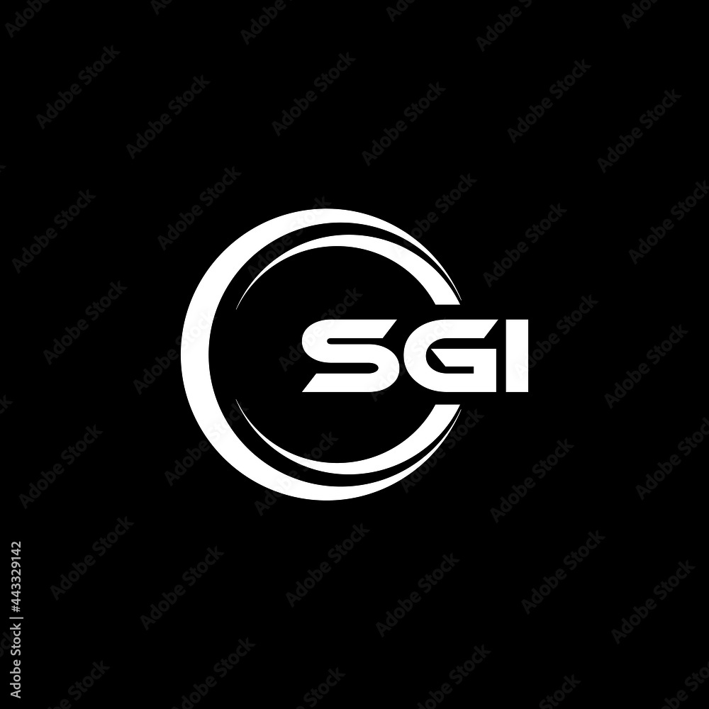 SGI letter logo design with black background in illustrator, vector ...