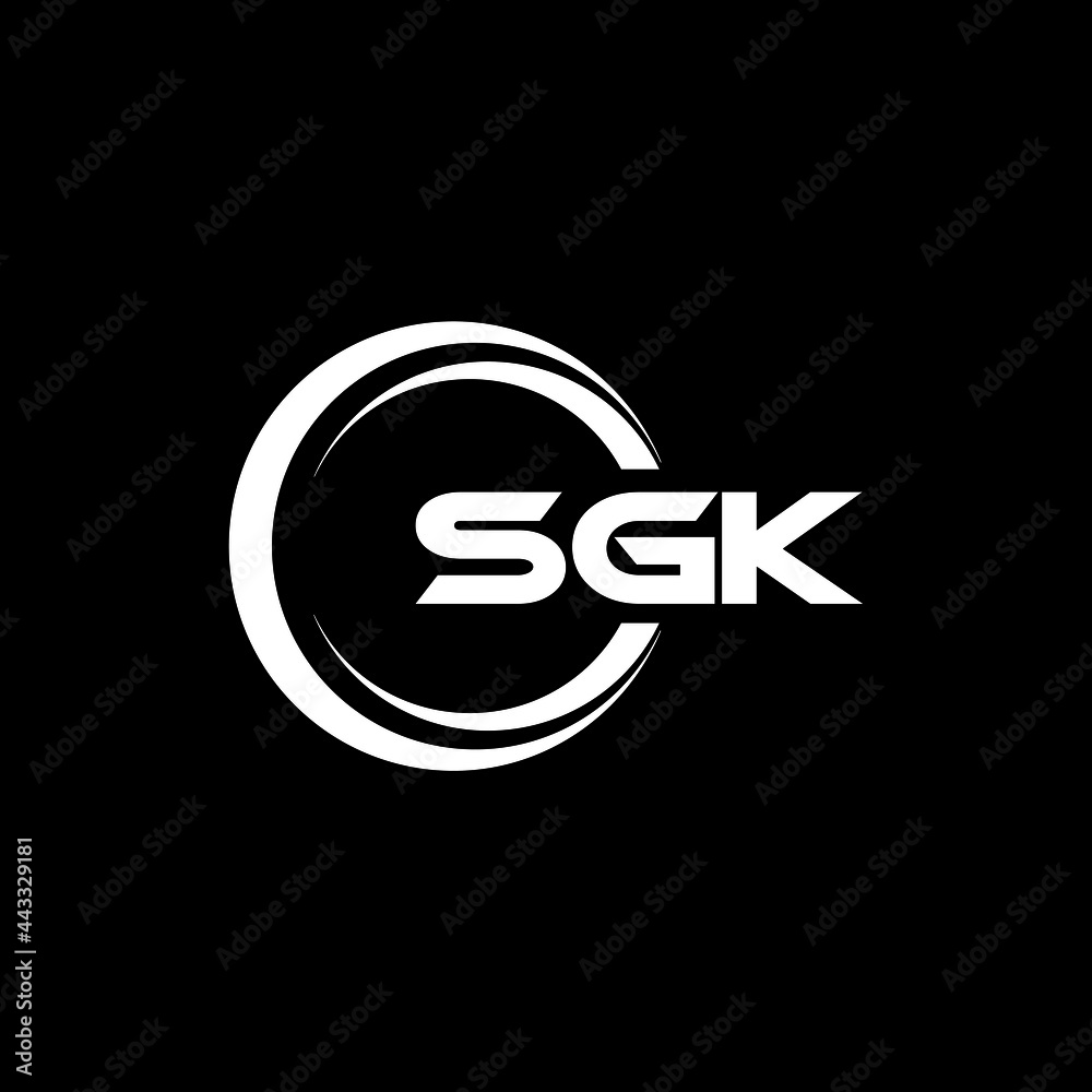 SGK letter logo design with black background in illustrator, vector ...