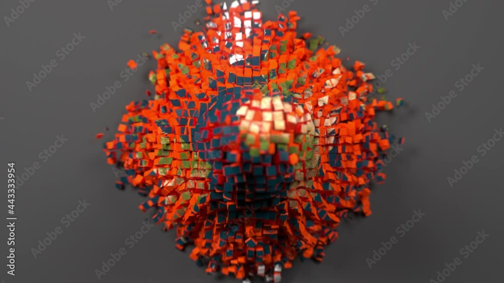 Earth falls and broken. Doomsday, war or pandemic concept. 3D animation ...