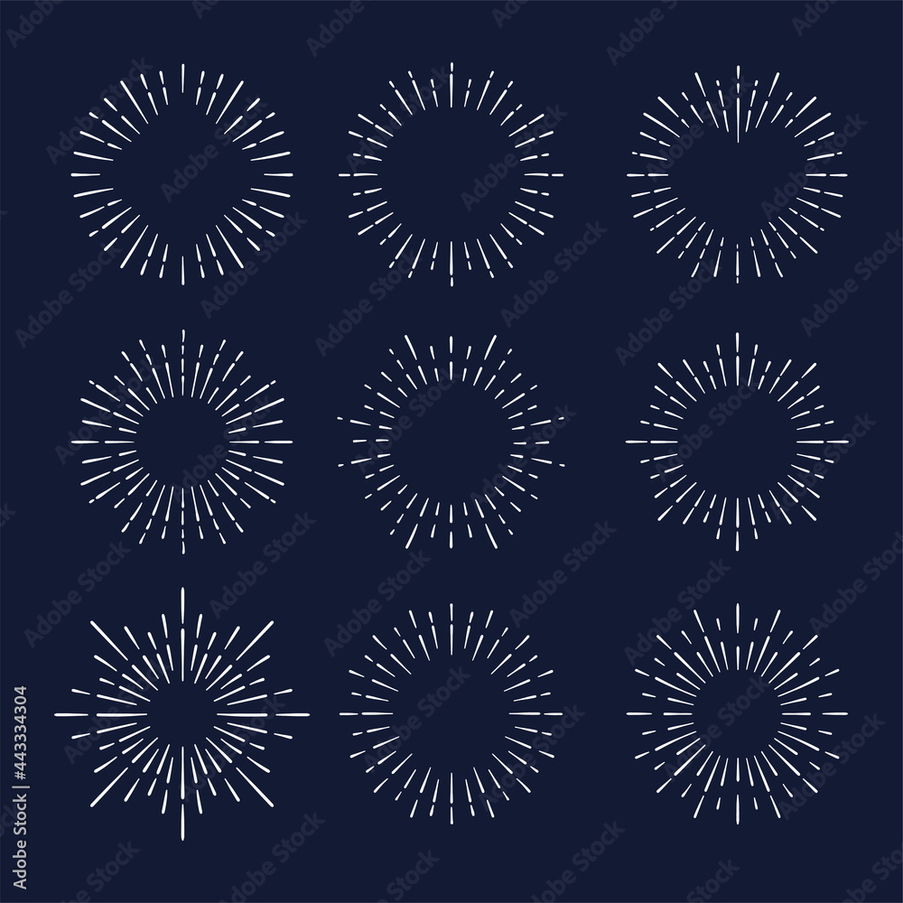 Set of vintage sunburst in different shapes Stock Vector | Adobe Stock