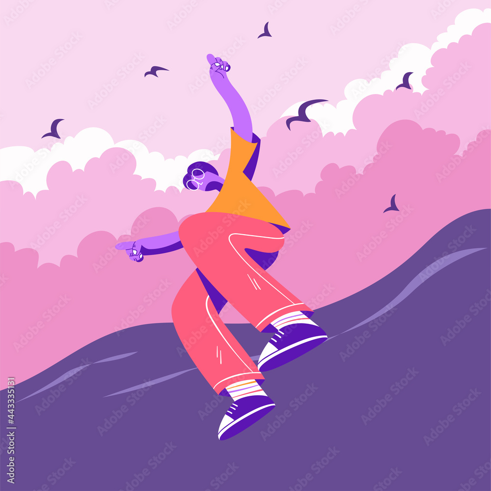 Jump illustration in flat design simple style character Stock Vector ...
