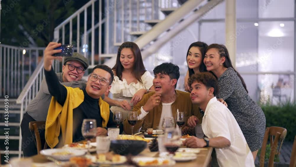 Group of Happy diversity Asian millennial people friends enjoy outdoor ...