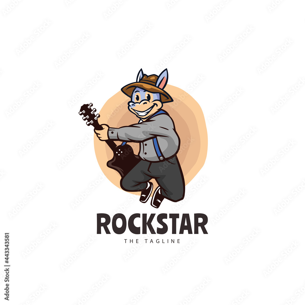 Donkey Rock Mascot Logo Template - animal mascot Stock Illustration ...