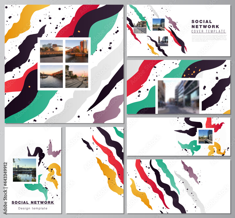 Vector layouts of modern social network mockups for cover design ...