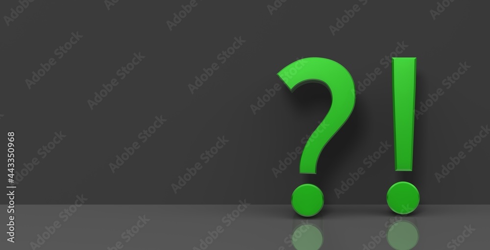 Question mark exclamation point asking answering sign FAQ symbol green ...