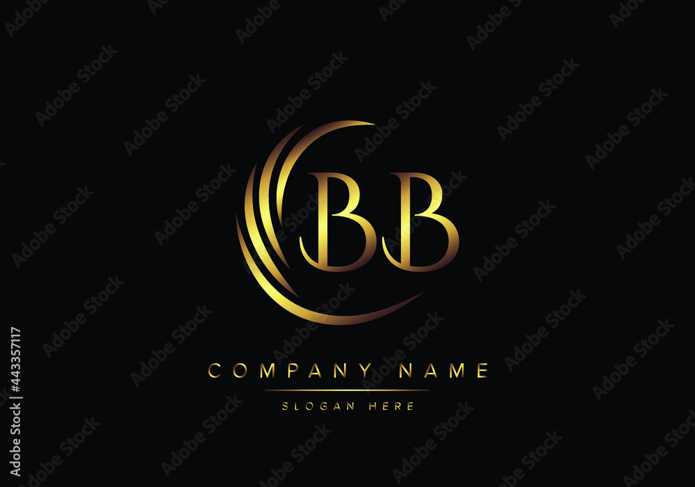 alphabet letters BB monogram logo, gold color elegant classical Stock ...