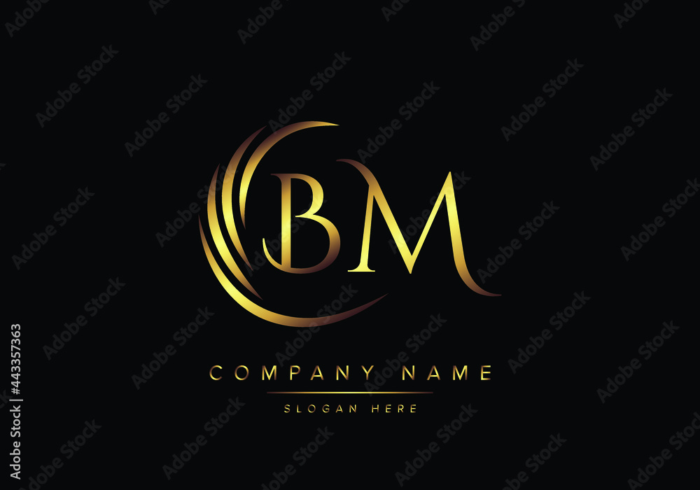 alphabet letters BM monogram logo, gold color elegant classical Stock ...
