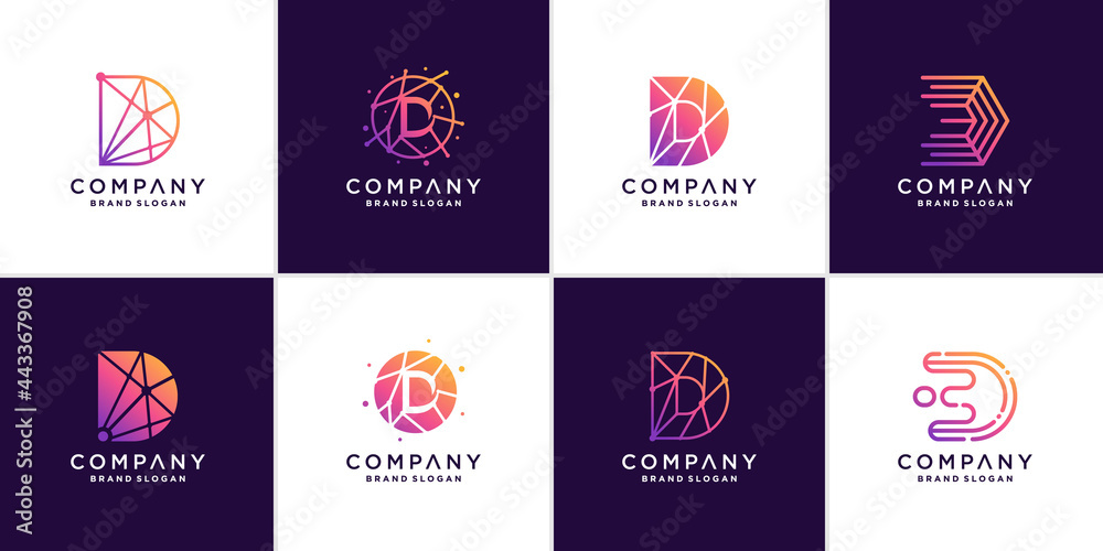 Set of letter D logo template for techonology company Premium Vector ...
