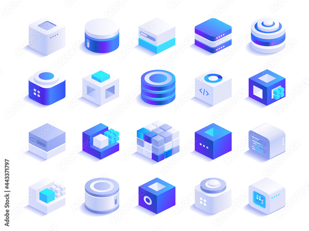 Geometric shapes set. Composition with squares. Cube design. Modern ...