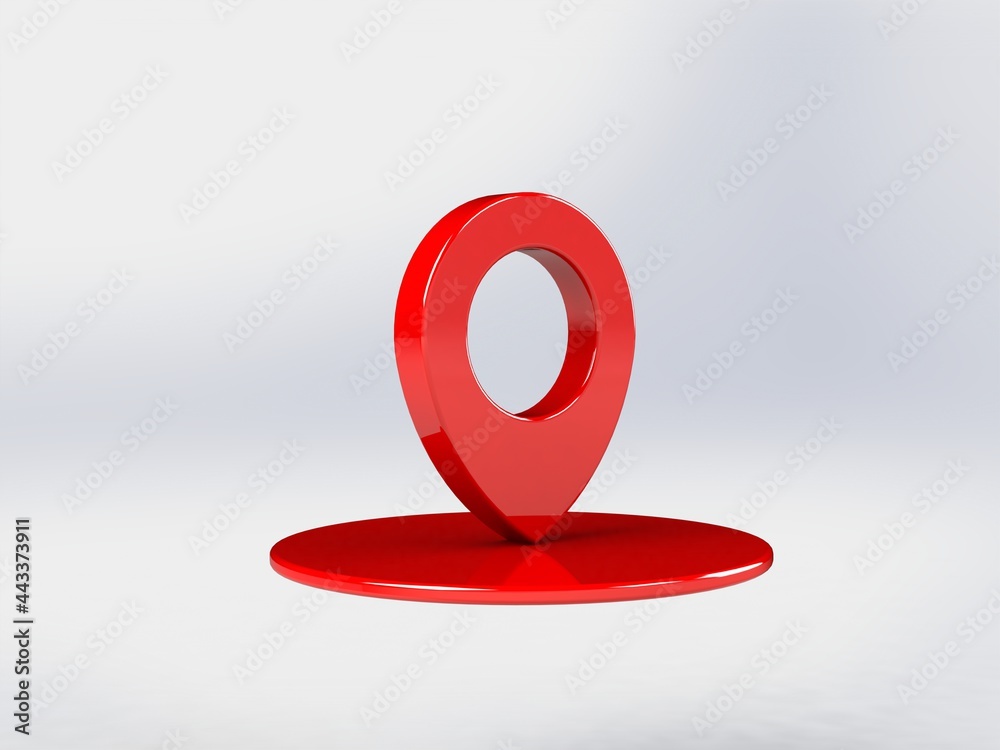 Red map pointer 3d pin. Location symbol isolated on white background. Web location point ...