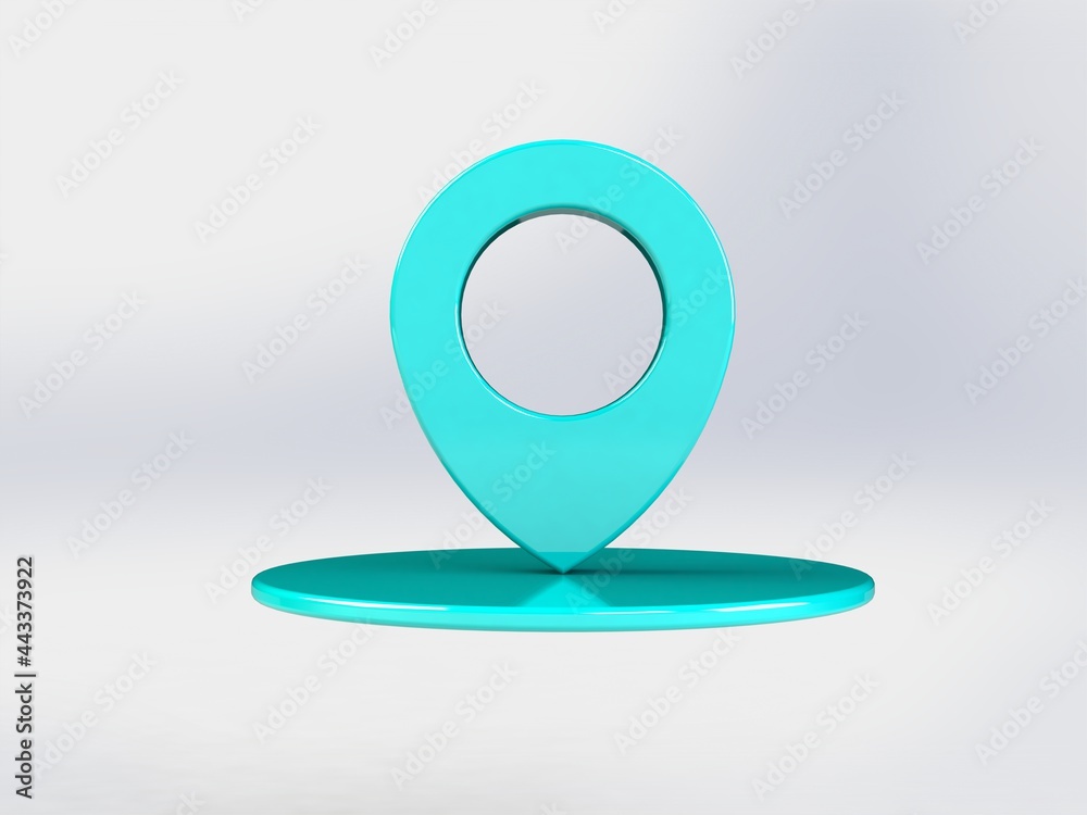 blue map pointer 3d pin. Location symbol isolated on white background. Web location point ...