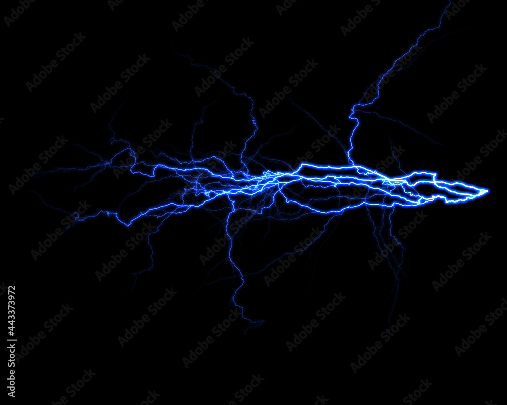 realistic lightning isolated on black background. Natural light effect ...