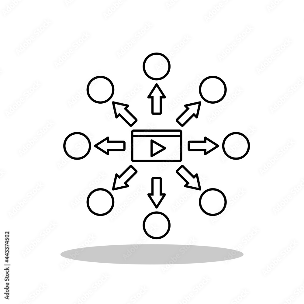 Viral content icon in flat style. Viral video symbol for your web site ...