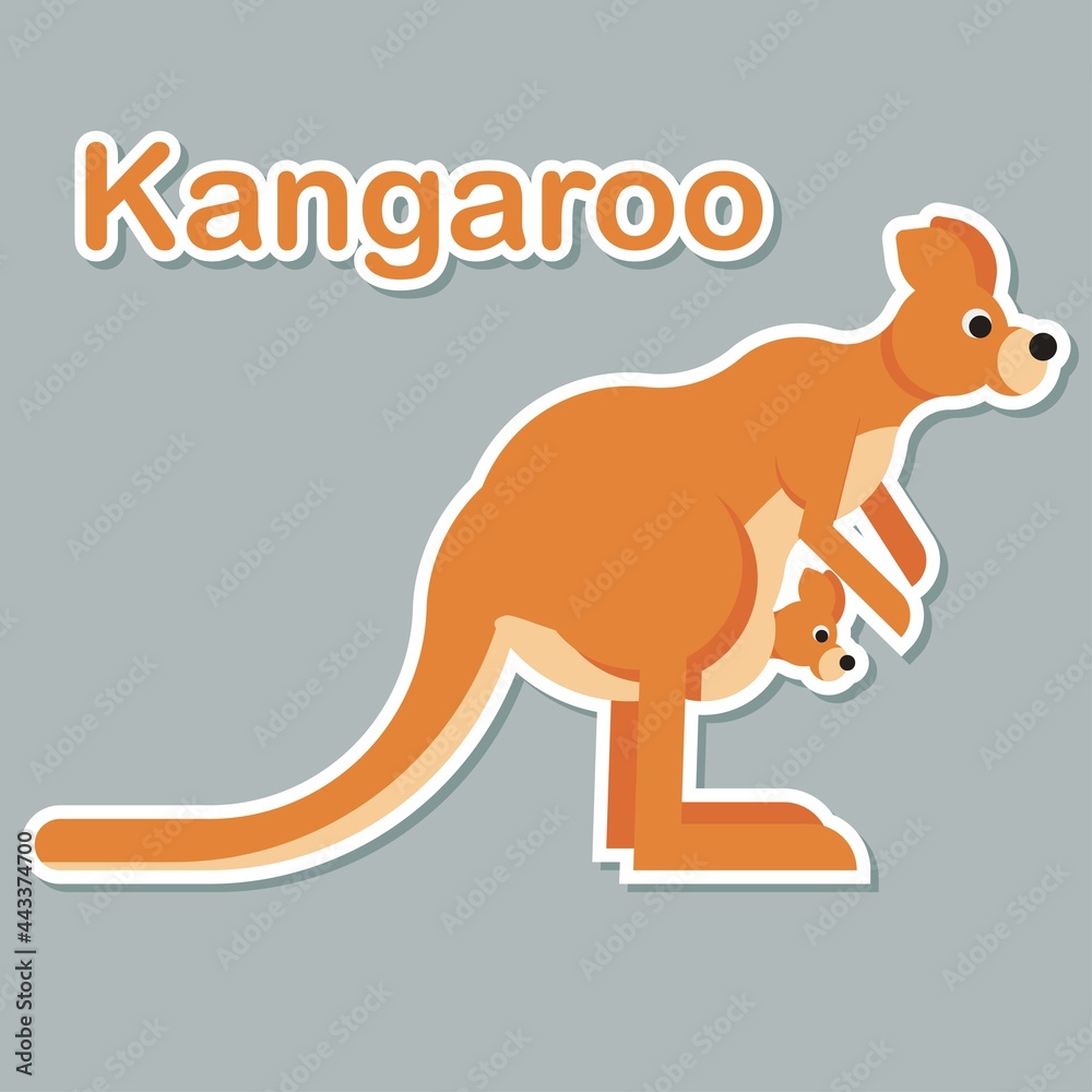 Cute kangaroo sticker vector illustration for paper bookmark collection ...