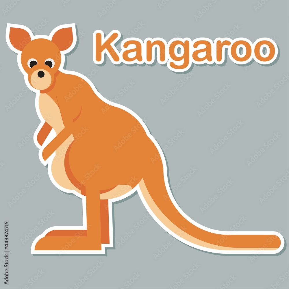 Cute kangaroo sticker vector illustration for paper bookmark collection ...