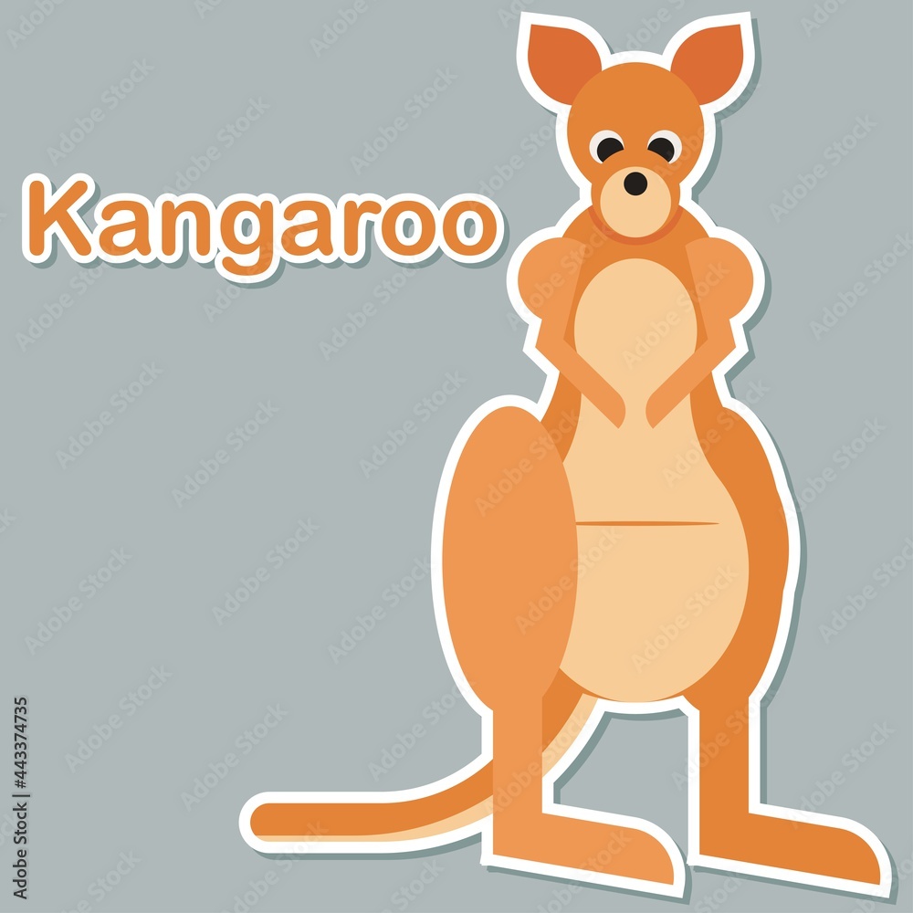 Cute kangaroo sticker vector illustration for paper bookmark collection ...