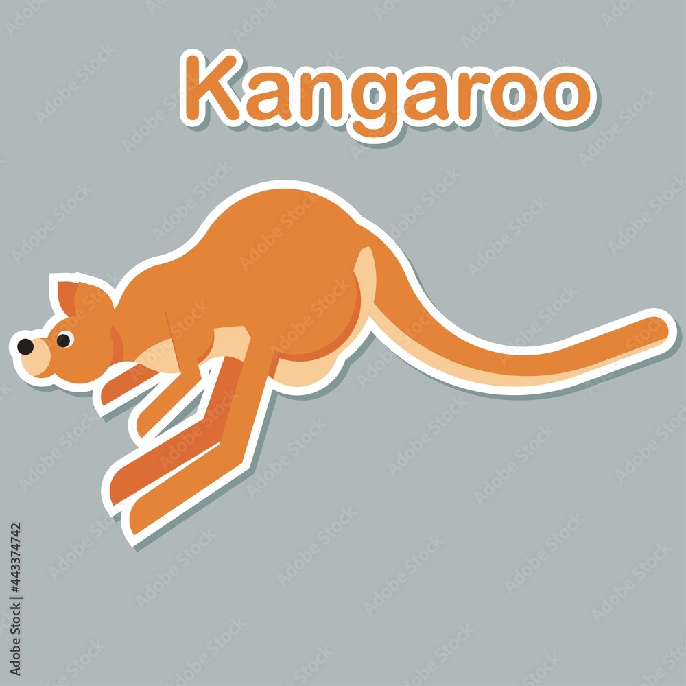 Cute kangaroo sticker vector illustration for paper bookmark collection ...