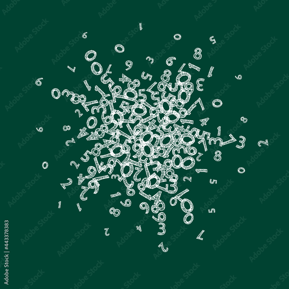 Falling sketch chalk numbers. Math study concept with flying digits ...