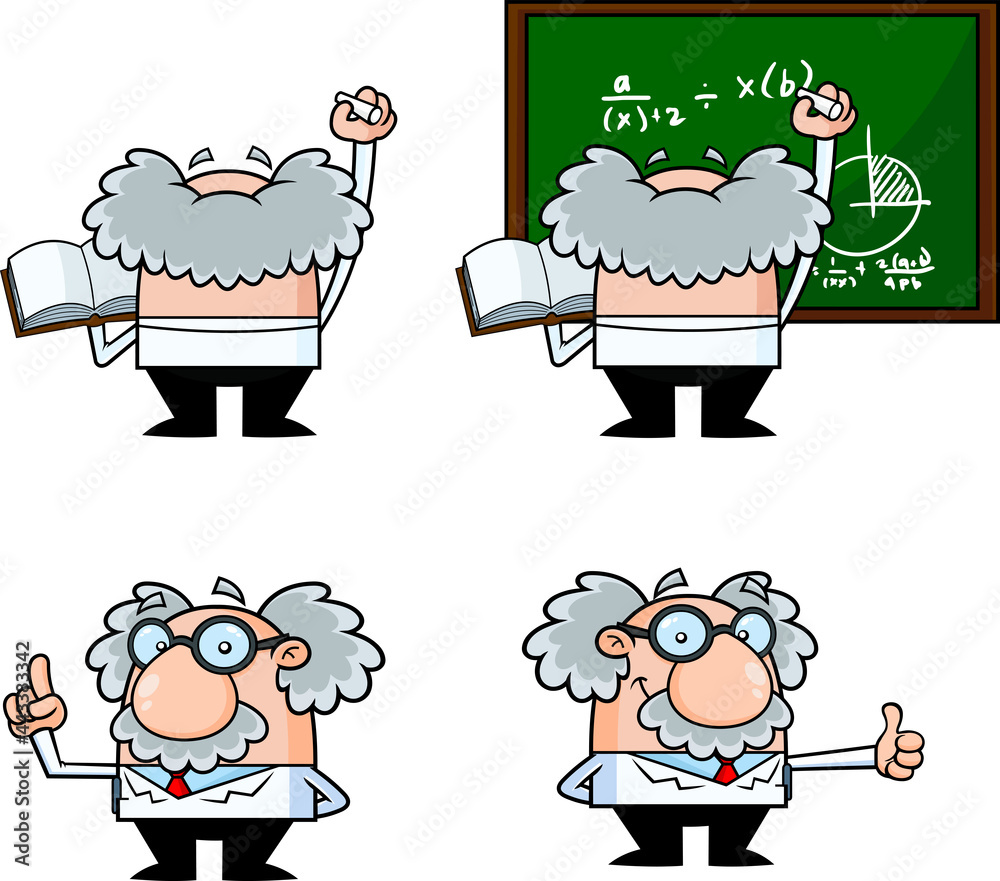 Science Professor Cartoon Character Poses. Vector Collection Set ...