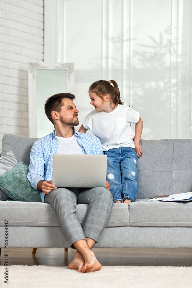 child and father yell at each other because the daughter is interfering ...