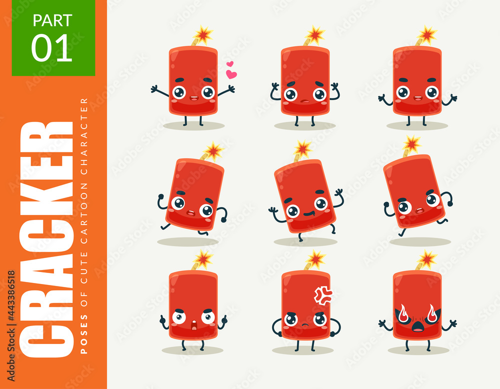 Mascot images of the Red Cracker. First set. Vector Illustration Stock ...