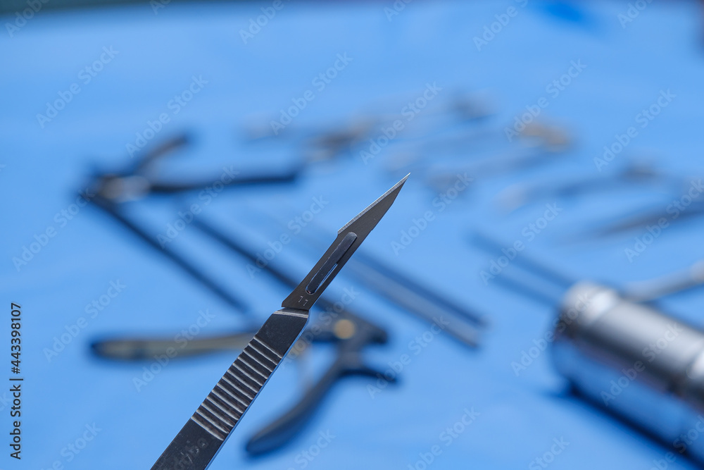 Surgeon holds scalpel in operating theatre Stock Photo | Adobe Stock