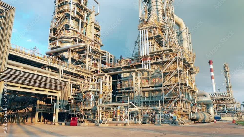 Massive construction of the oil refinery plant. Stock Video | Adobe Stock
