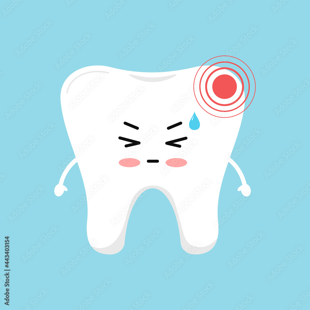 Tooth with strong pain ache dental icon isolated on blue background ...