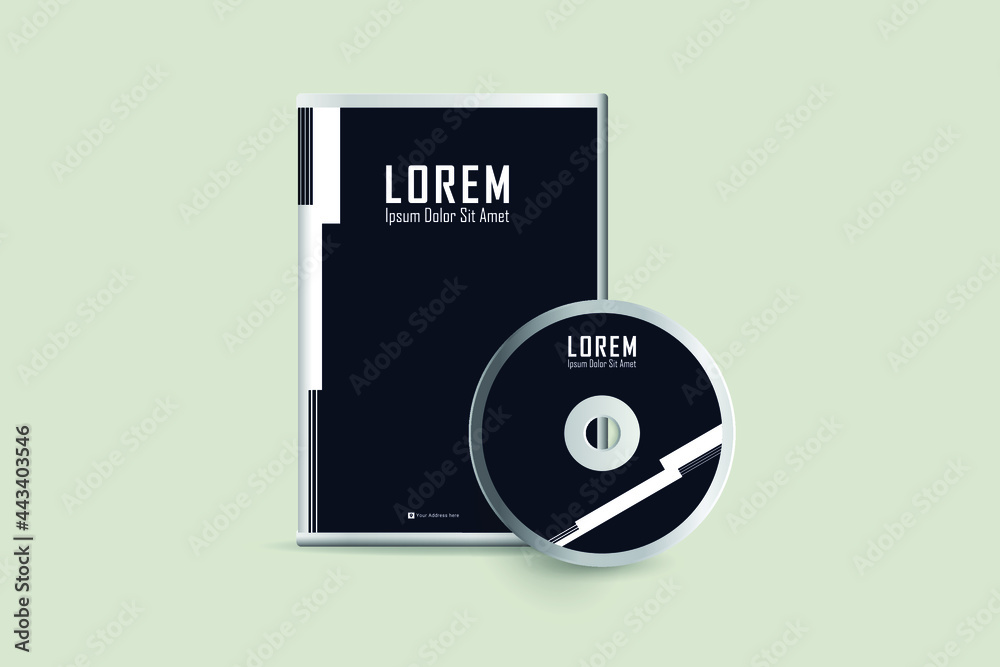 DVD cover with Disk design template. Stylized DVD Cover design template ...