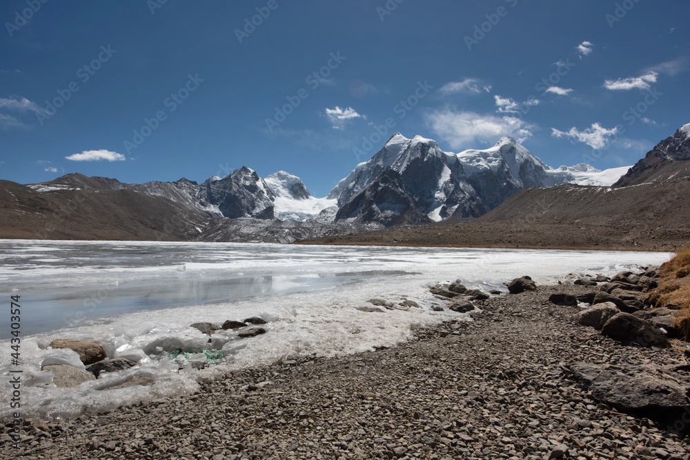Gurudongmar Lake a high altitude lake in Sikkim. Located at 17,100 ft ...