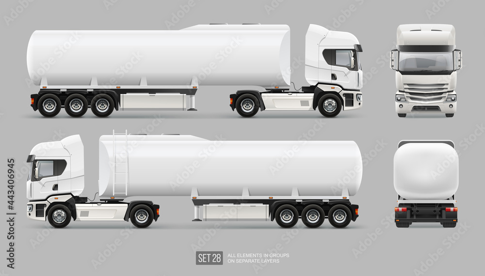Vettoriale Stock Blank Fuel Tanker Truck vector template. Water or ...