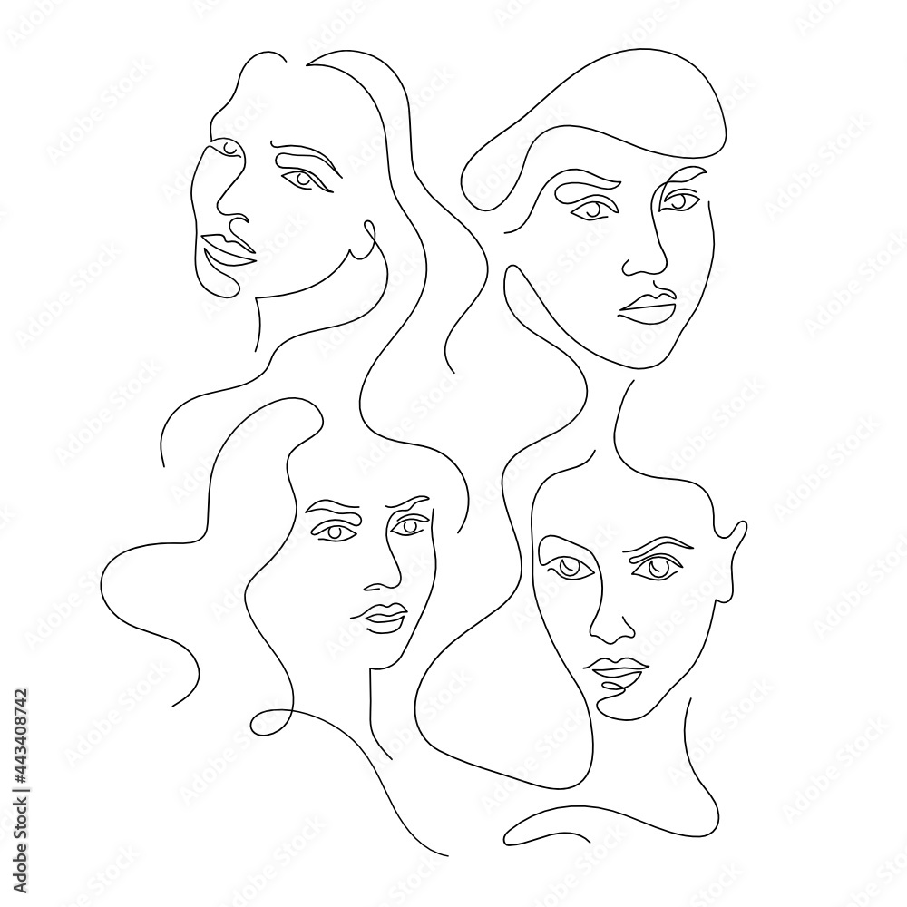 Minimalist printable line art. Vector Illustration of abstract women ...