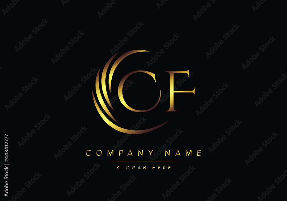 alphabet letters CF monogram logo, gold color elegant classical Stock ...