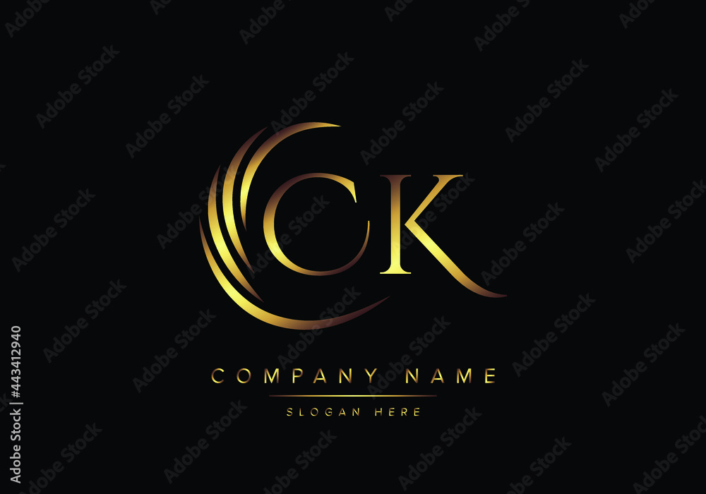 alphabet letters CK monogram logo, gold color elegant classical Stock ...
