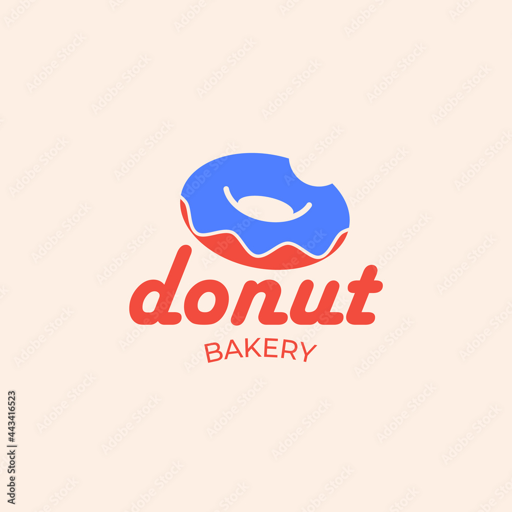 Minimalist logo or emblem for donut shop and bakery. Bright vector ...