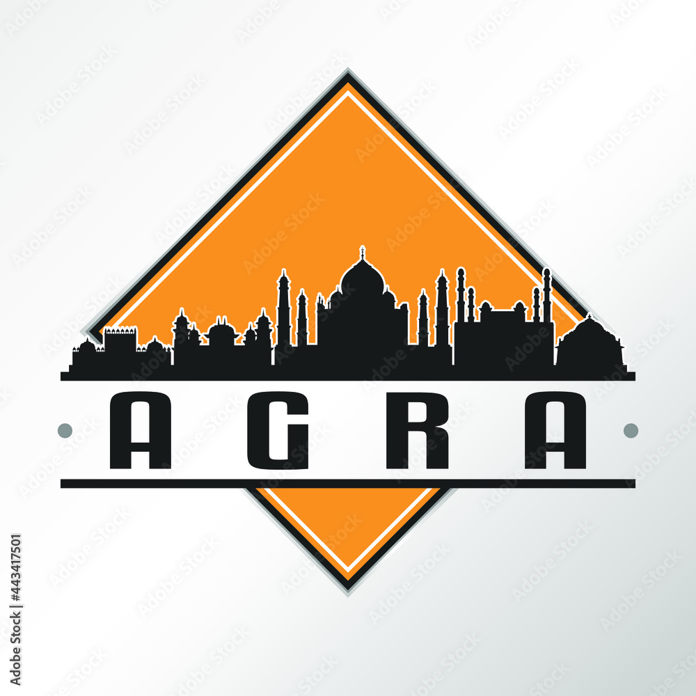 Agra, Uttar Pradesh, India Skyline Logo. Adventure Landscape Design ...