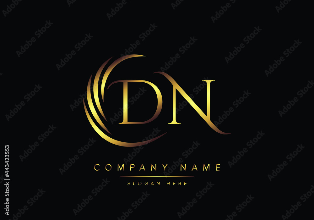 alphabet letters DN monogram logo, gold color elegant classical vector ...