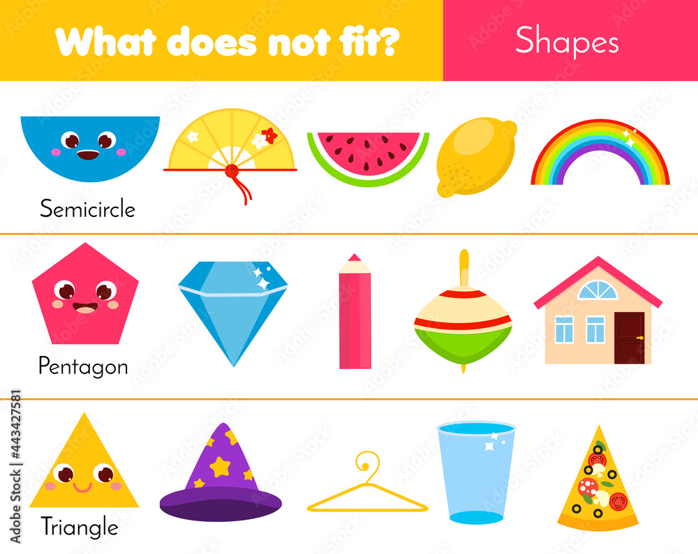 Educational children game. What does not fit type. learning geometric ...