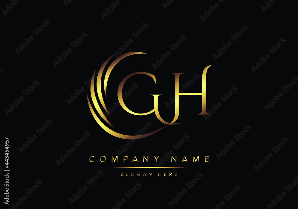 alphabet letters GH monogram logo, gold color elegant classical Stock ...