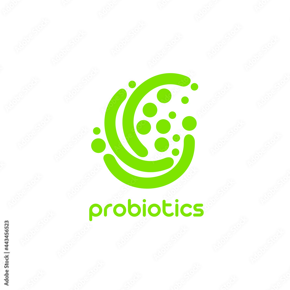 Probiotics logo. Bacteria logo. Concept of healthy nutrition ingredient ...