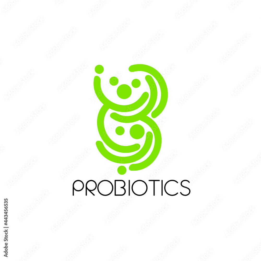 Probiotics logo. Bacteria logo. Concept of healthy nutrition ingredient ...