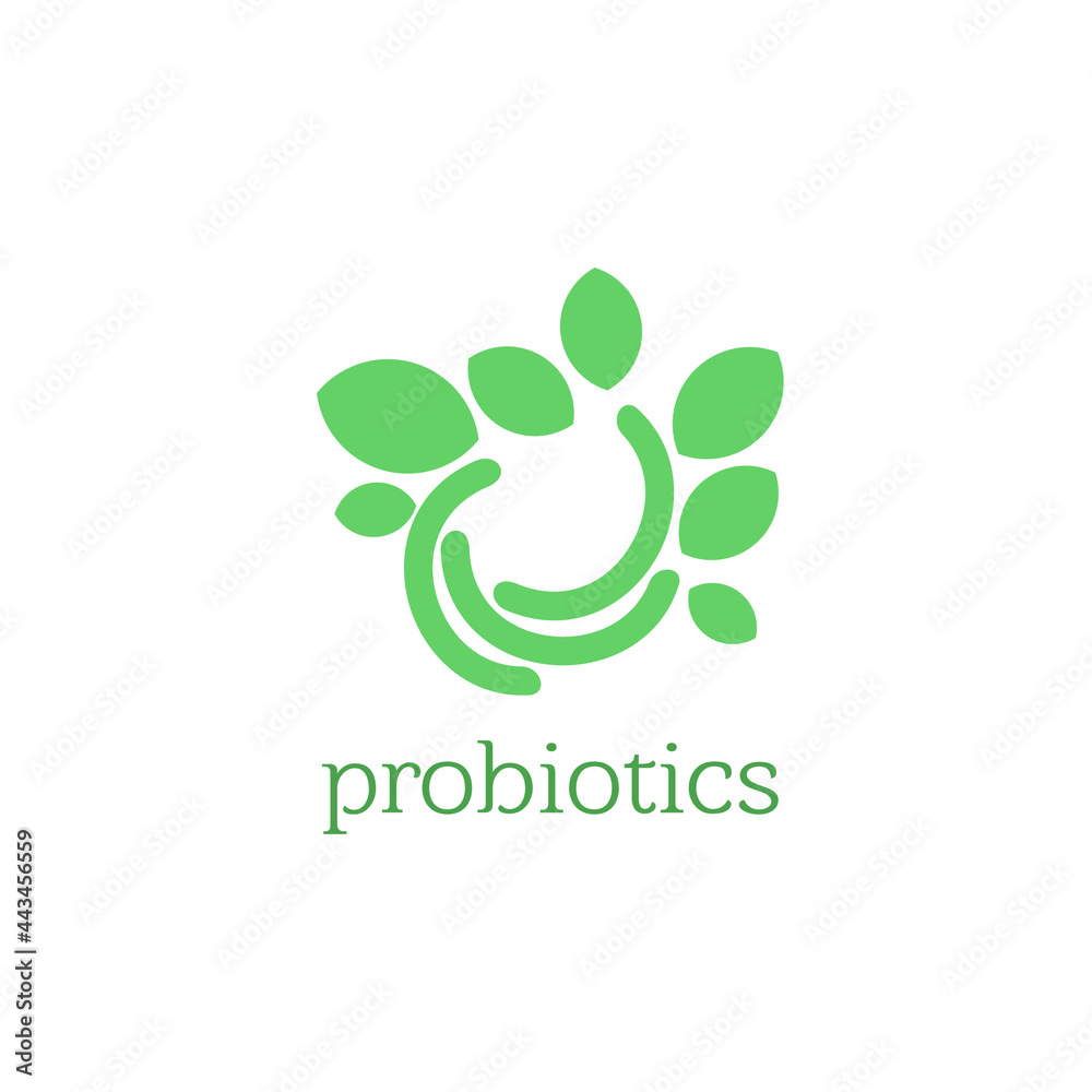 Probiotics logo. Bacteria logo. Concept of healthy nutrition ingredient ...