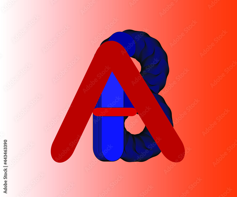 Text letters A and B in red and blue colors with colorful background ...