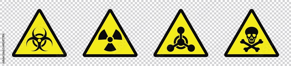 nuclear Radiation chemical biological icon set, Toxic sign, Biohazard ...