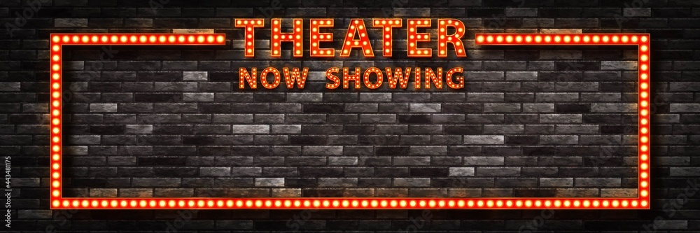 Vector realistic isolated retro marquee billboard with electric light ...
